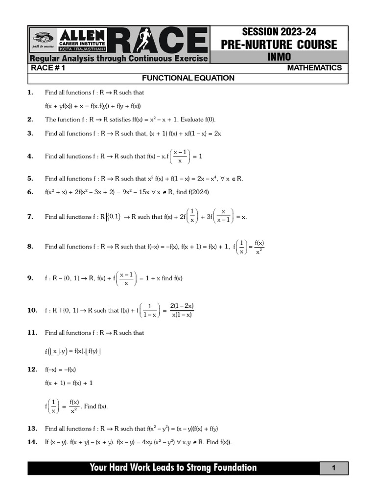 Race_Functional Equation | PDF | Algebra | Functions And Mappings