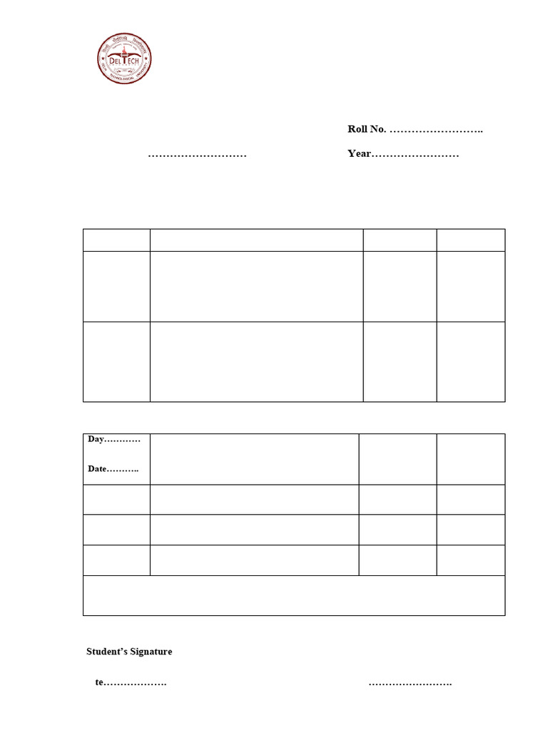 log Sheet DTU Final | PDF