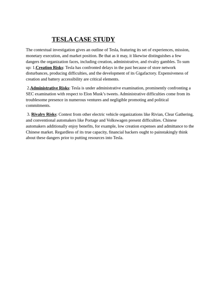 Tesla Case Study - 2110639 | PDF