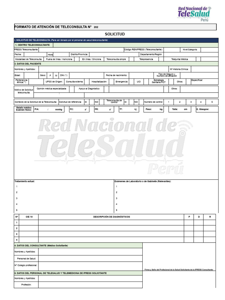 SOLICITUD FAT TELECONSULTA HEVES. | PDF | Especialidades Medicas | Cuidado de la salud