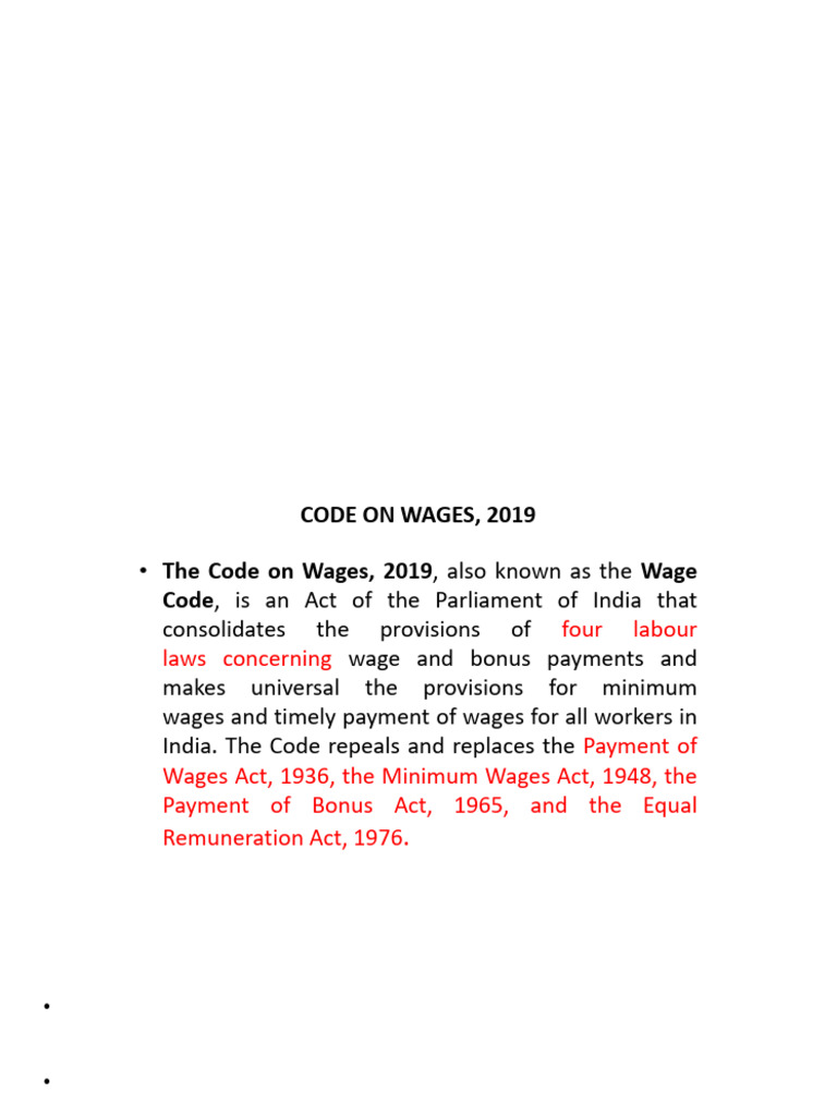 Code on Wages 1 (1) | PDF | Cost Of Living | Employment