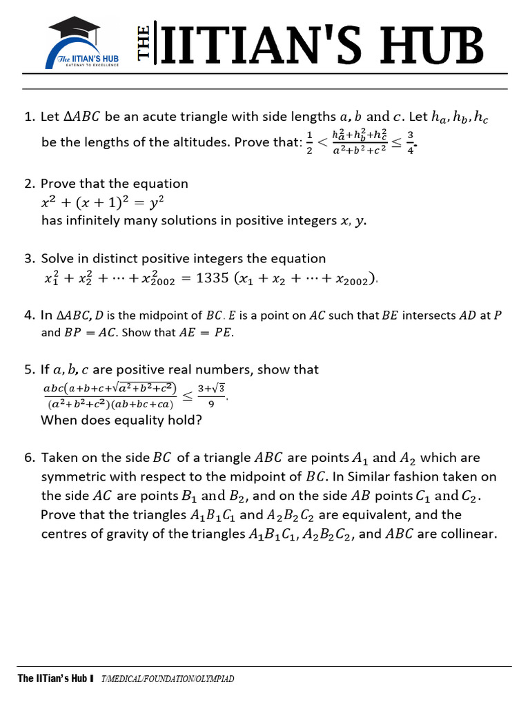 Math Olympiad Geometry Problems | PDF