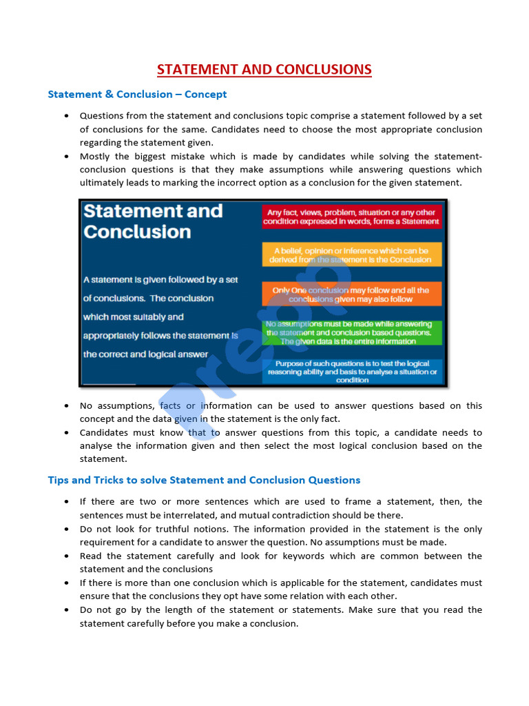 Statement and Conclusions | PDF