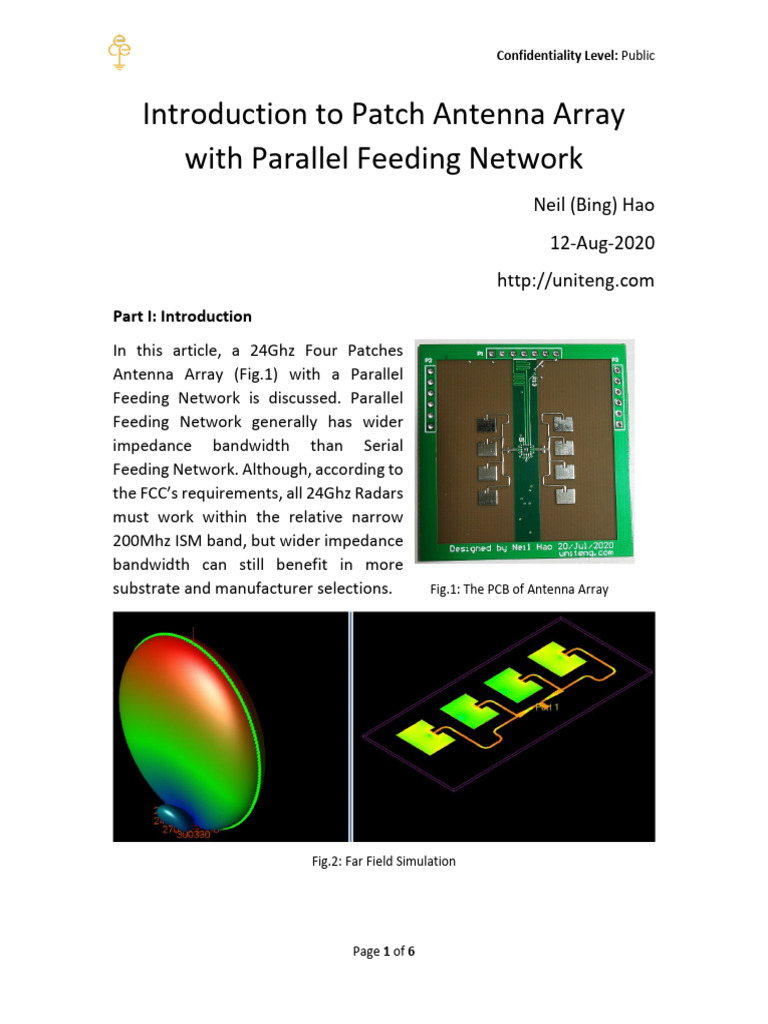 Introduction To Patch Antenna Array With A Parallel Feeding Network ...