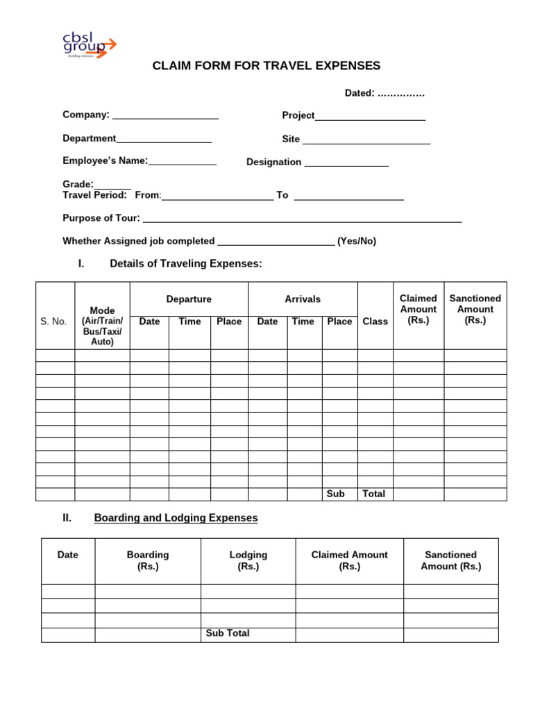 Travel Claim Form | PDF
