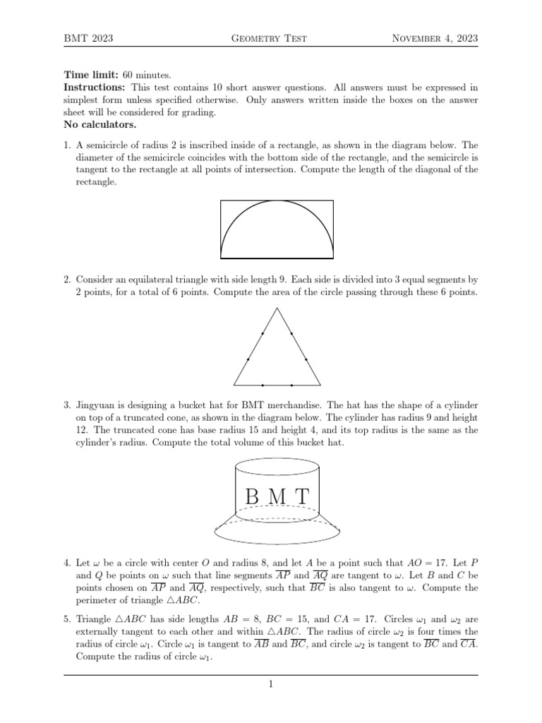 Geometry Problems | PDF | Triangle | Circle