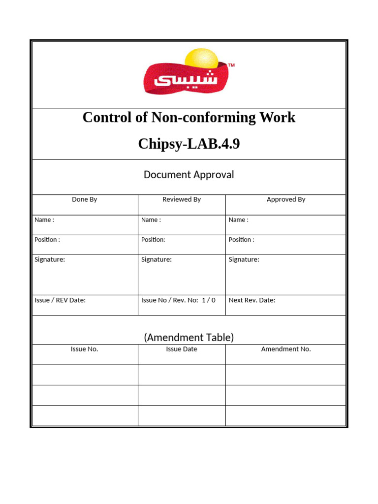 Non-Conforming Work Control Procedure | PDF | Laboratories ...
