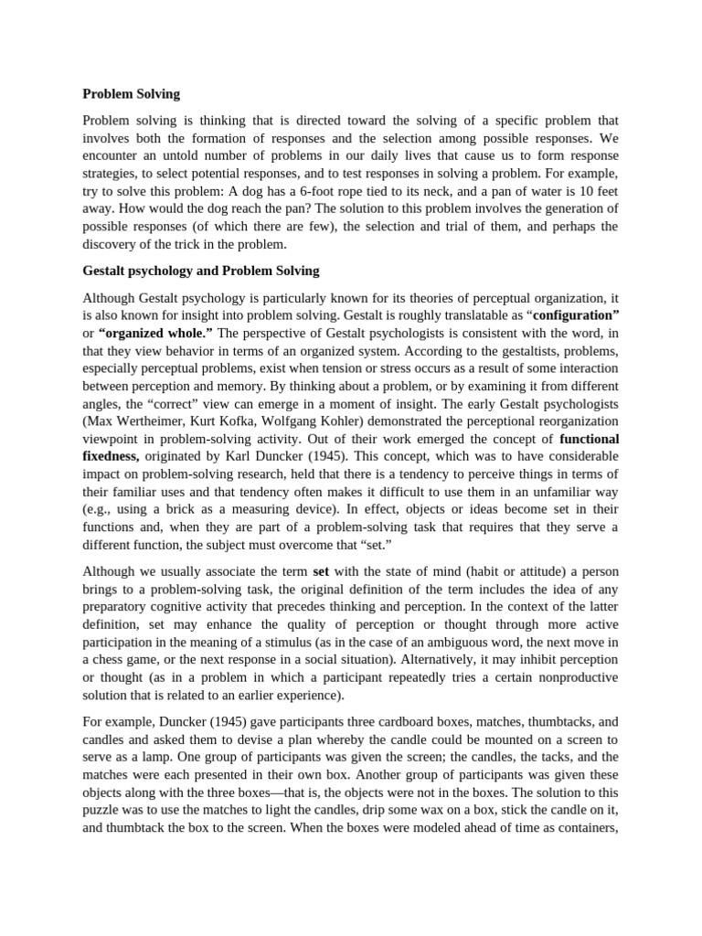 Problem solving and thinking chapter 09 | PDF | Creativity | Cognition