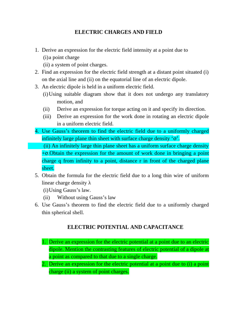 Electric Charges, Fields, and Capacitors | PDF | Capacitor | Capacitance