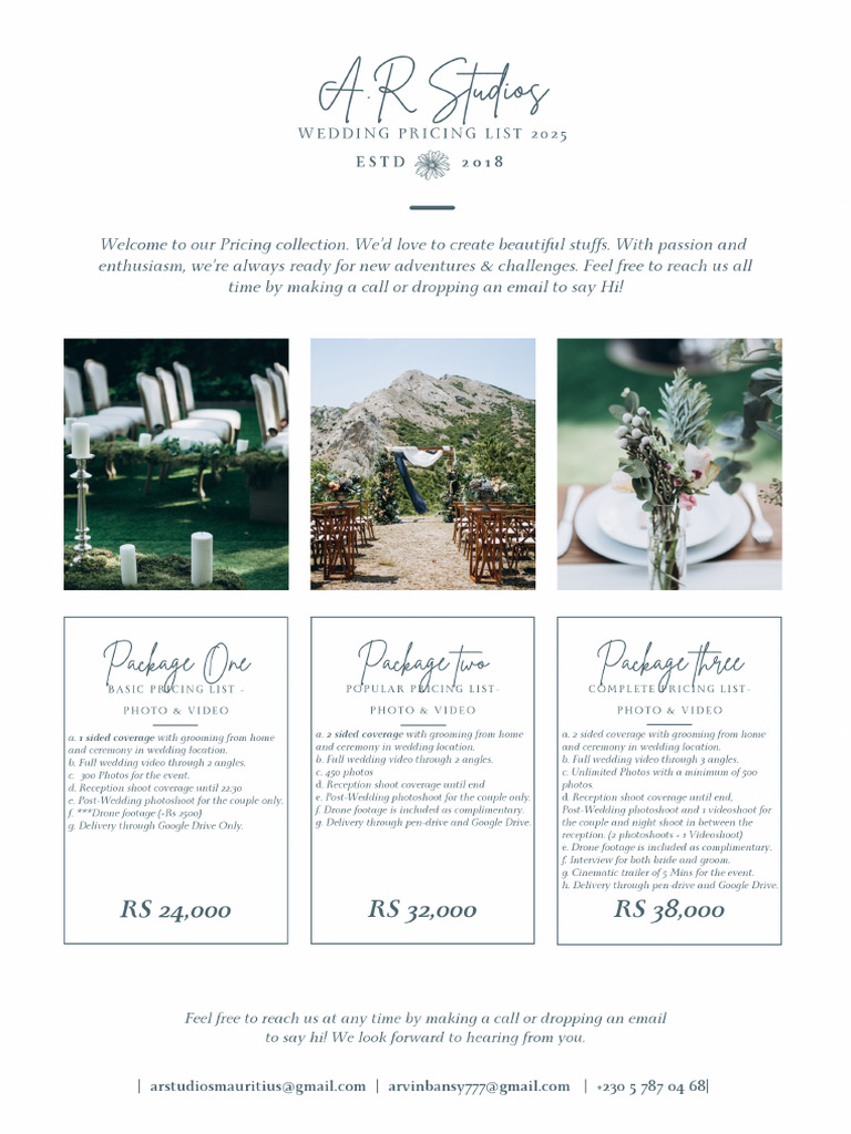 Wedding Photography Price List Package | PDF