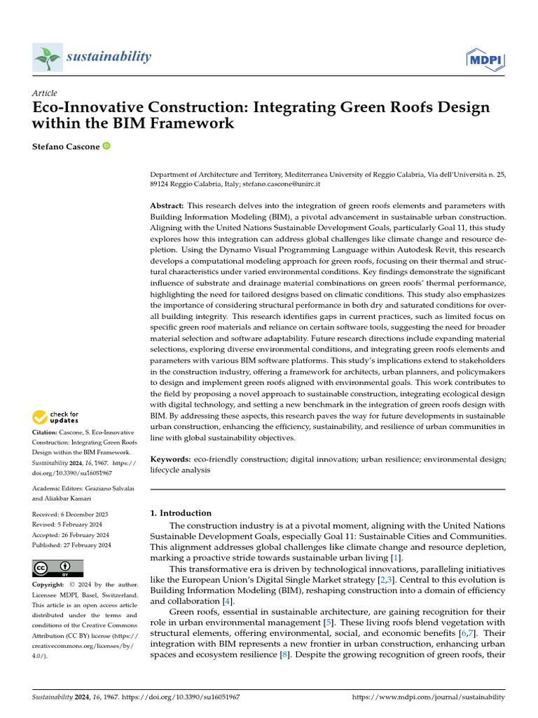Eco-Innovative Construction Integrating Green Roof | PDF | Green Building | Building Information ...
