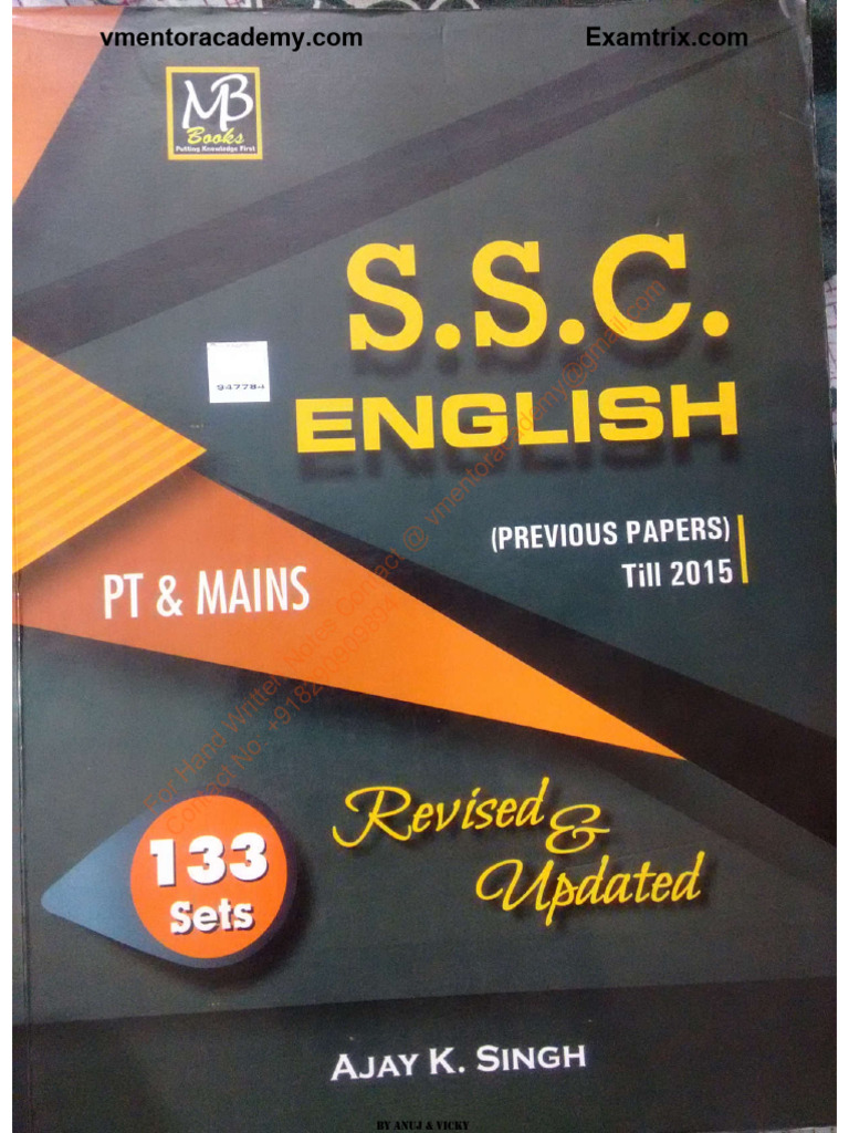 A K SINGH (SSC English) M B Publication Book | PDF