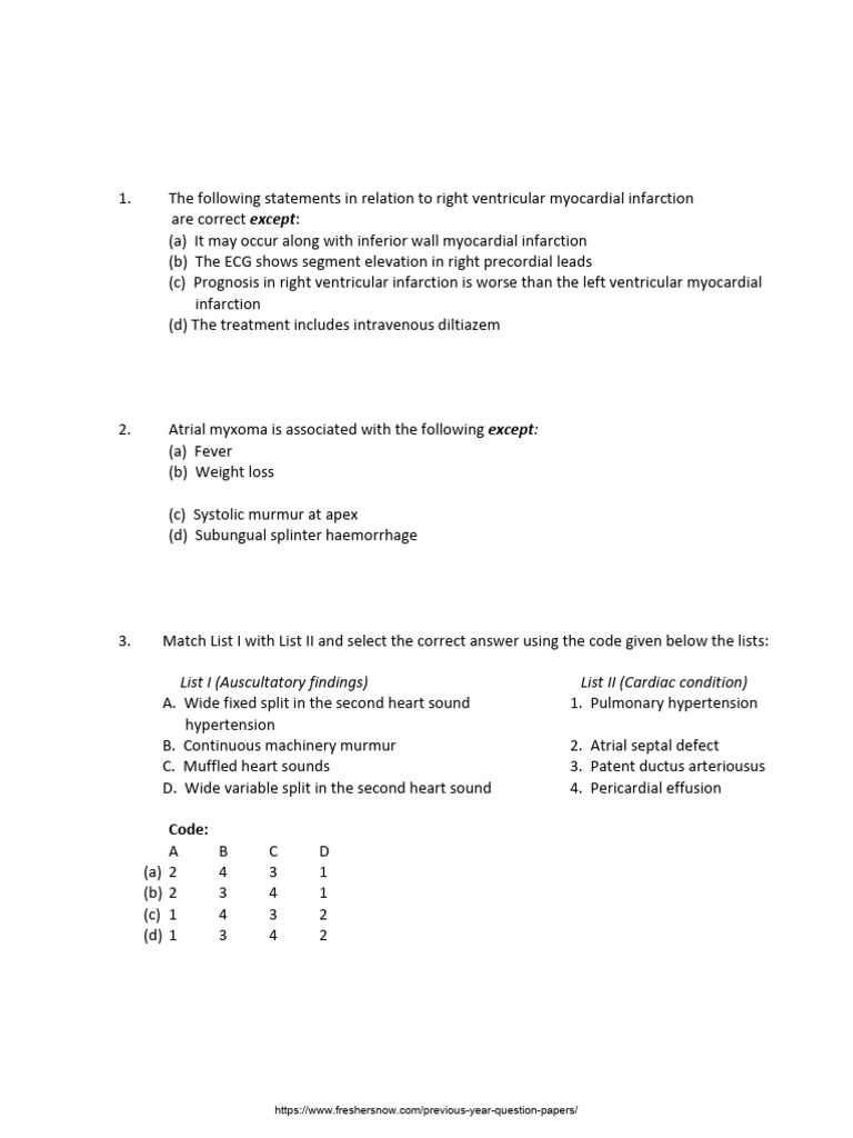 Child Health Previous Papers | PDF | Anemia | Heart