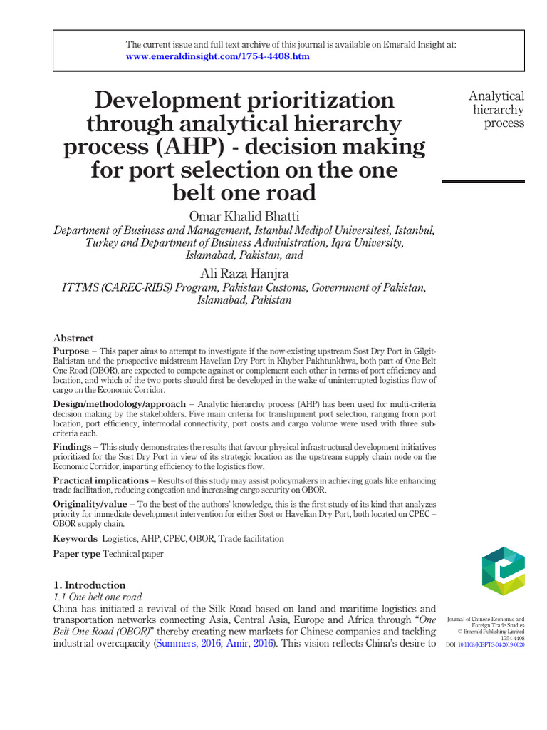 Development prioritization through analytical hierarchy process (AHP ...