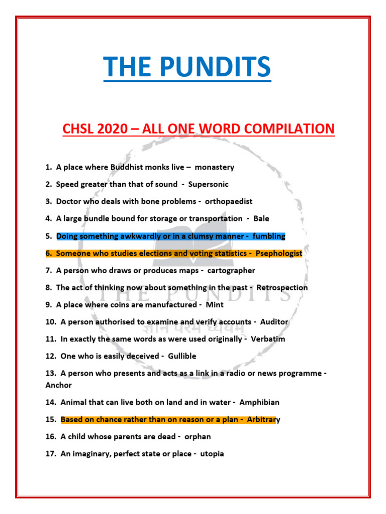 All OWS CHSL 2020 - THE PUNDITS | PDF