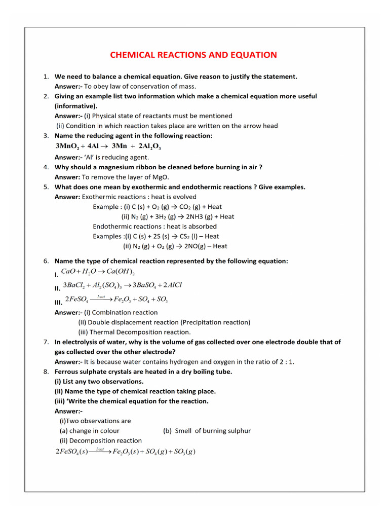 Chemical Reaction and Equation | PDF