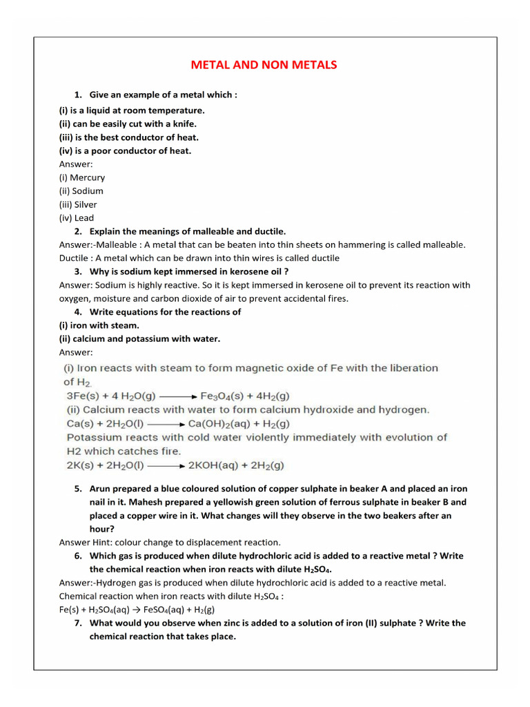 Metal and Non Metal | PDF