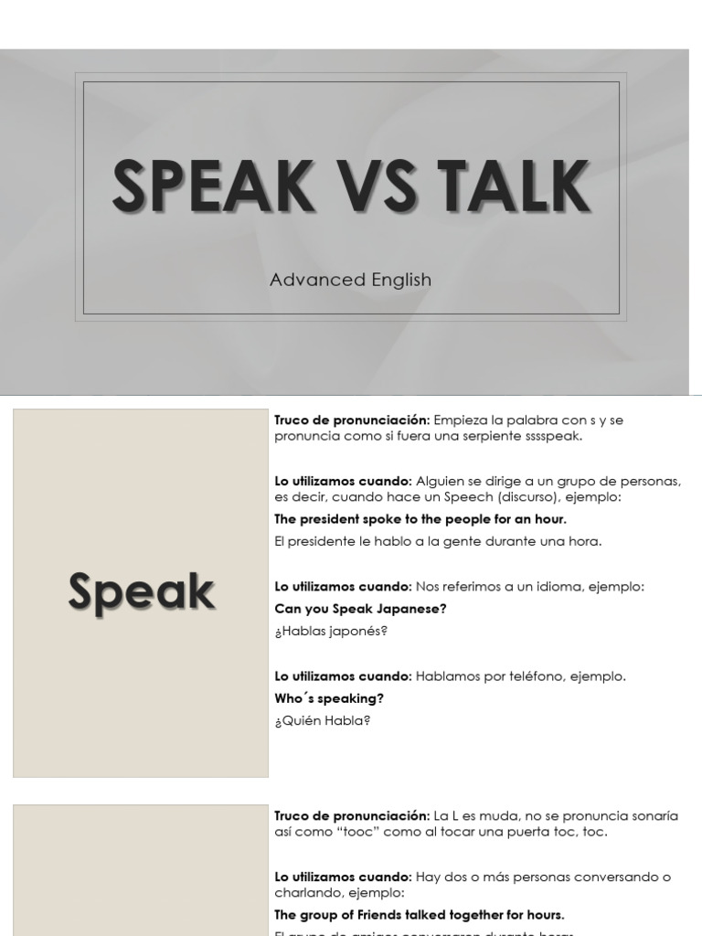 Speak Vs Talk | PDF