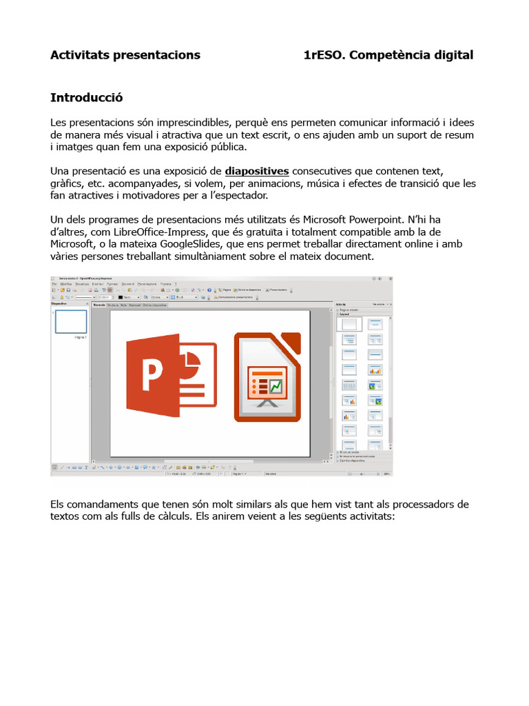 Activitats Competència Digital 1reso. Powerpoint | PDF