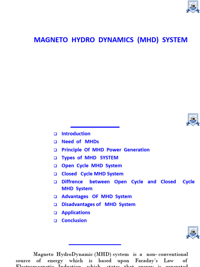 Magneto Hydro Dynamics (MHD) System | PDF | Magnetohydrodynamics ...