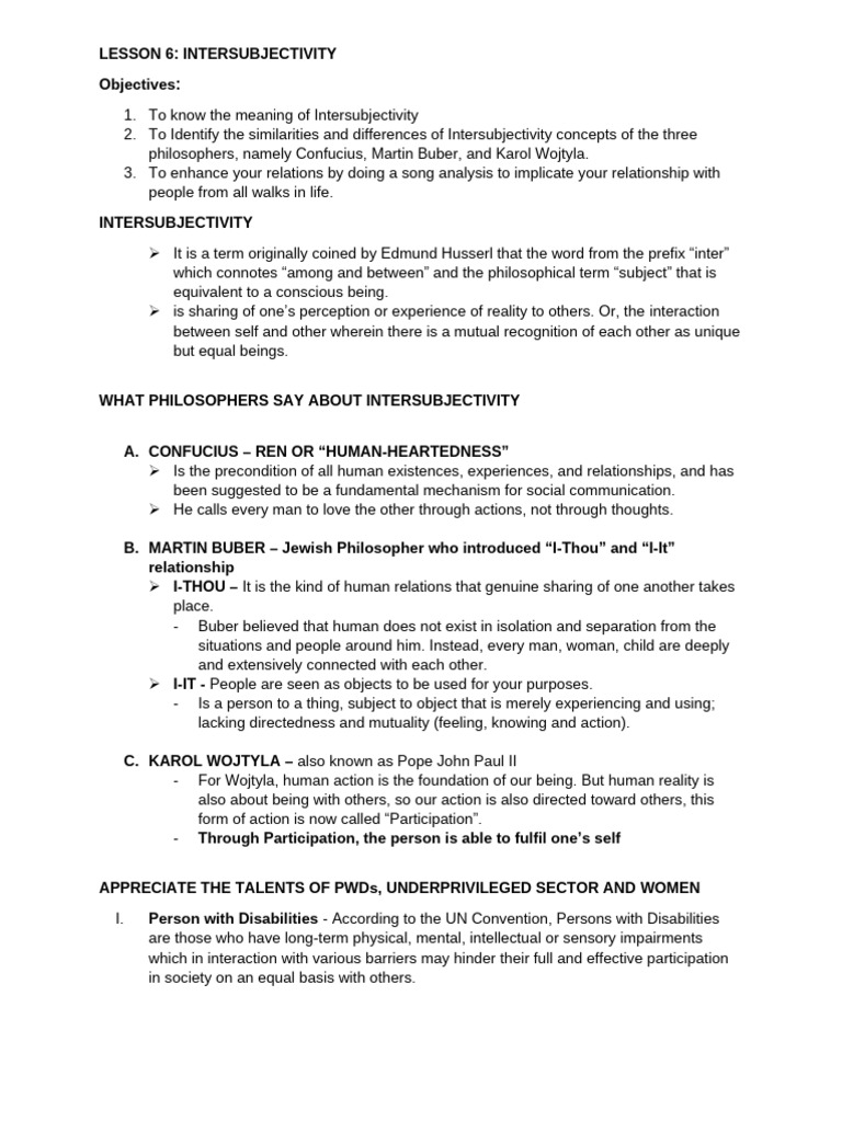 Handout l6 q2 Philo | PDF | Disability | Self