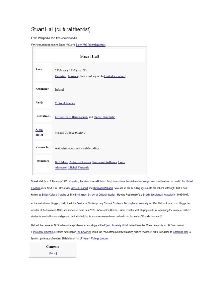 Stuart Hall | PDF | Sociological Theories | Philosophical Movements