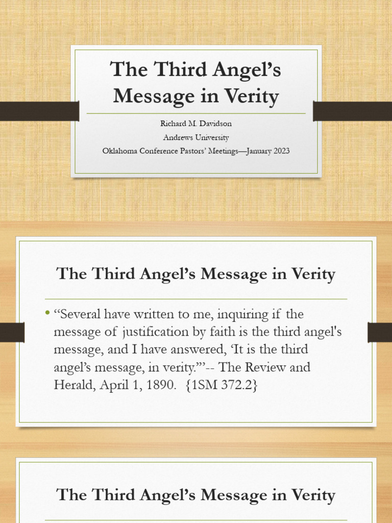 Third Angels Message in Verity - Oklahoma Pastors' Meetings - January ...
