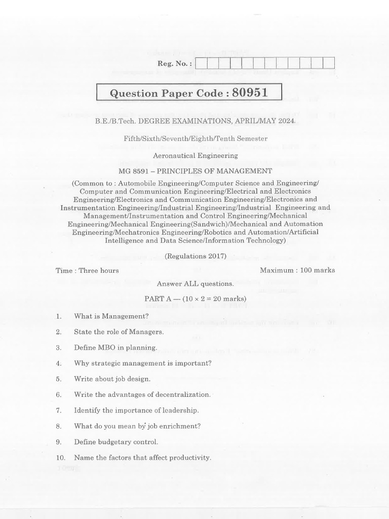 University Question Papers POM | PDF | Motivation | Motivational