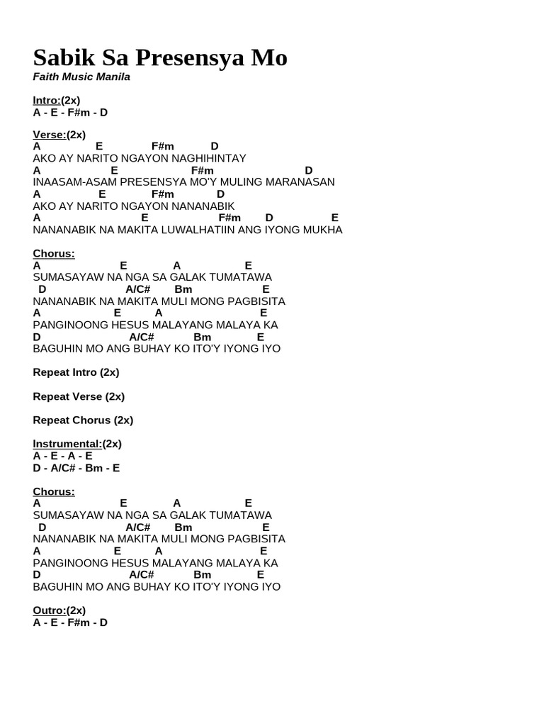 Sabik Sa Presensya Mo | PDF