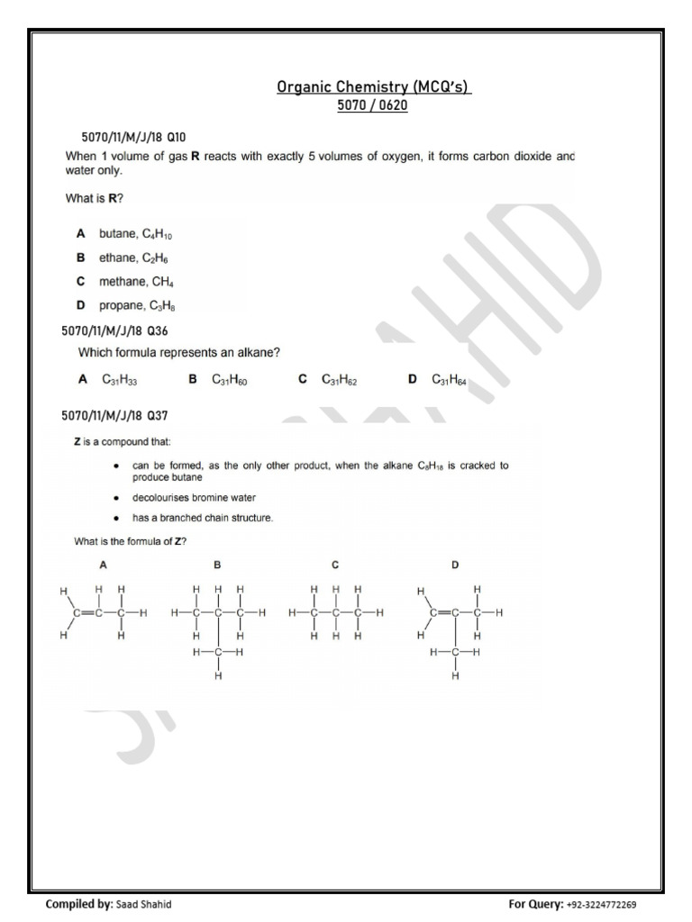 ORGANIC Mcqs Complete January | PDF