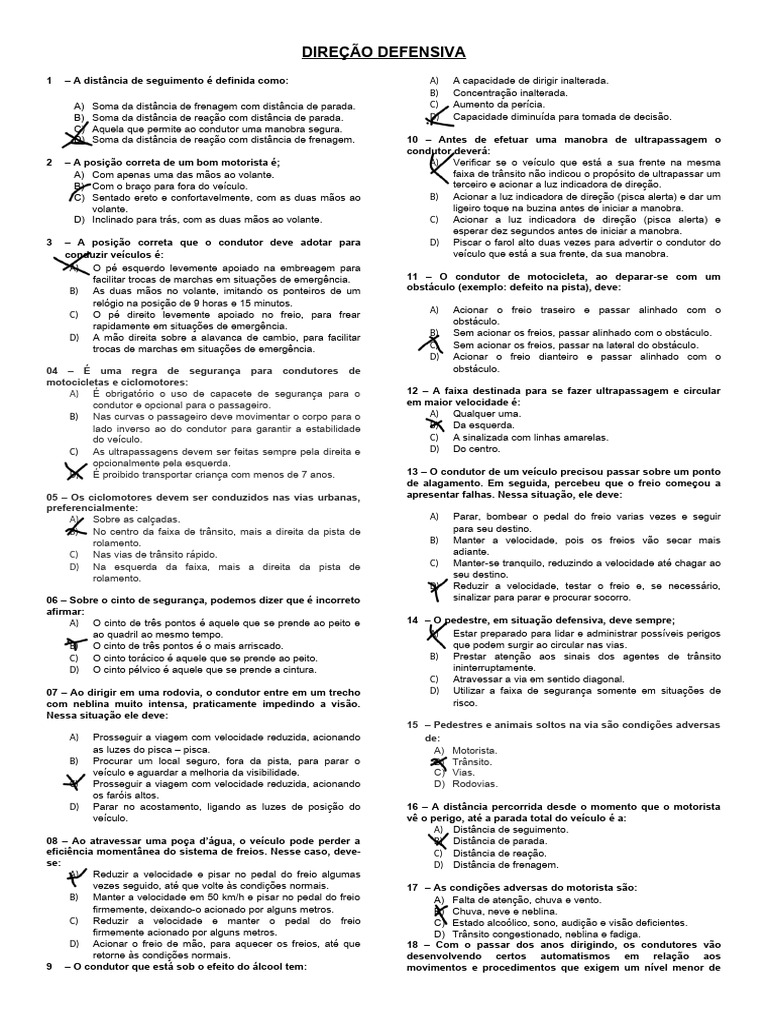 Prova Detran | PDF | Tráfego | Freio