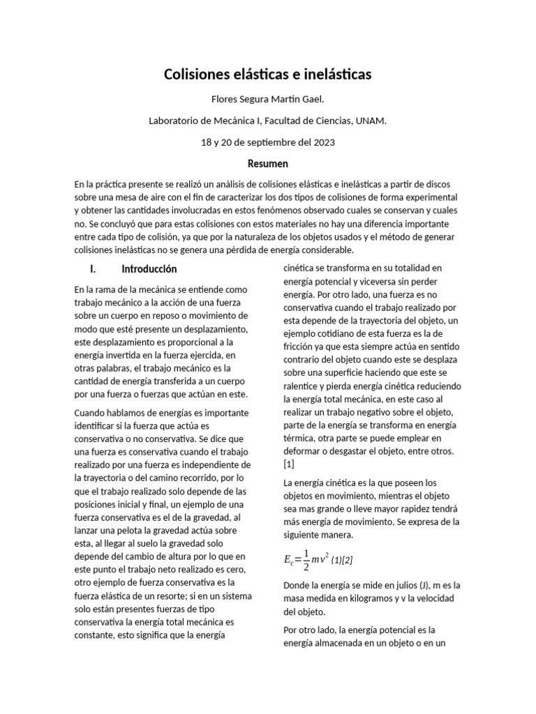 Análisis de Colisiones en Física | PDF | Fuerza | Masa