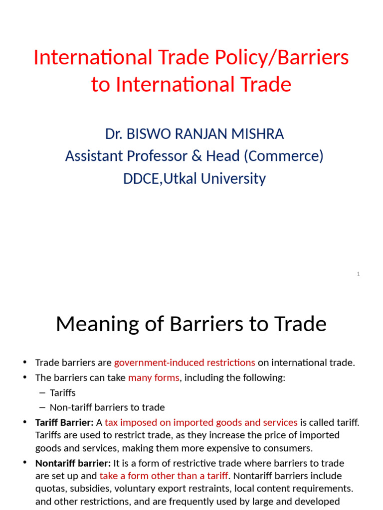 03.international Trade Policy or Barriers To InternationalTrade | PDF ...