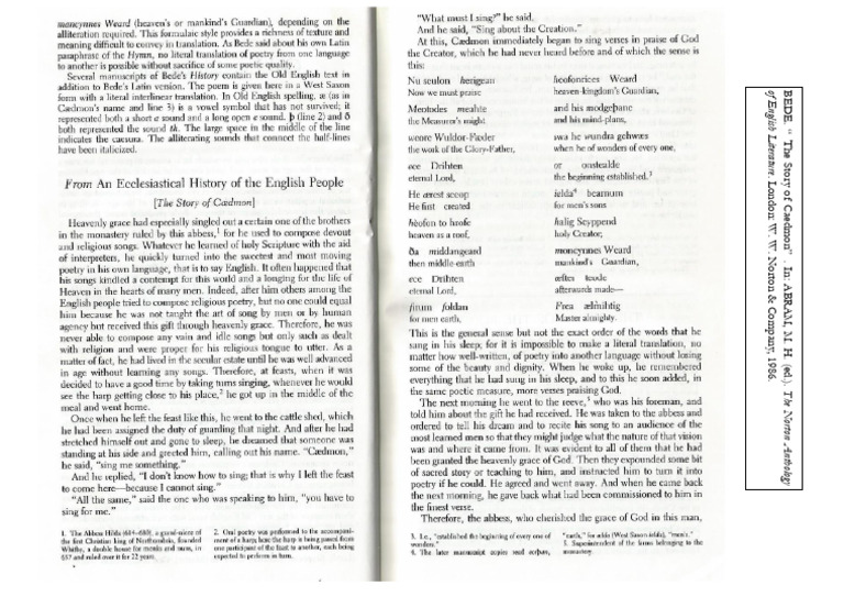 The Story of Caedmon | PDF