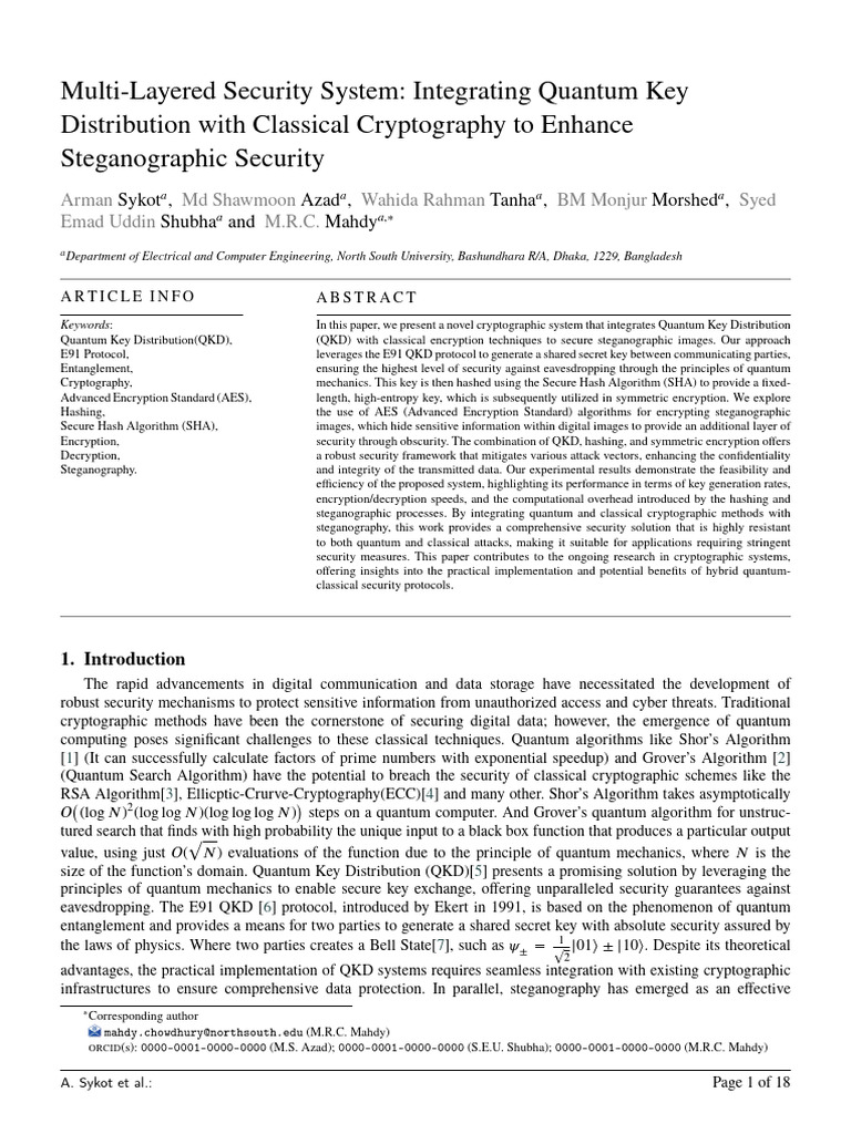 Multi-Layered Security System Integrating Quantum | PDF | Cryptography ...