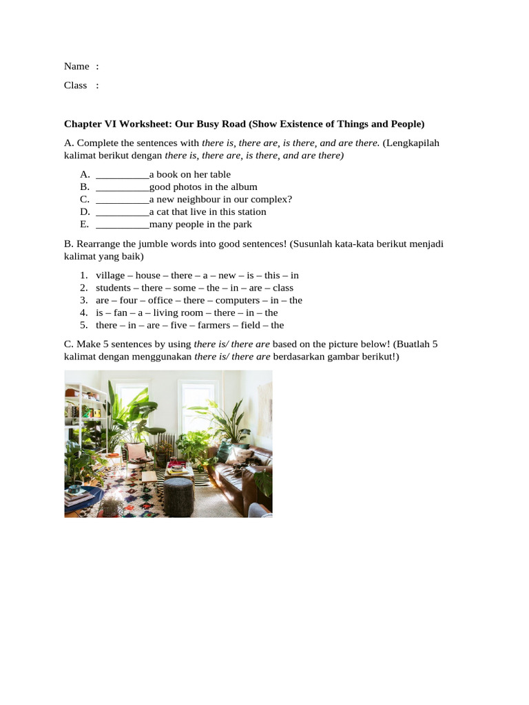 Worksheet 1 CH VI The Existence of Things and People | PDF