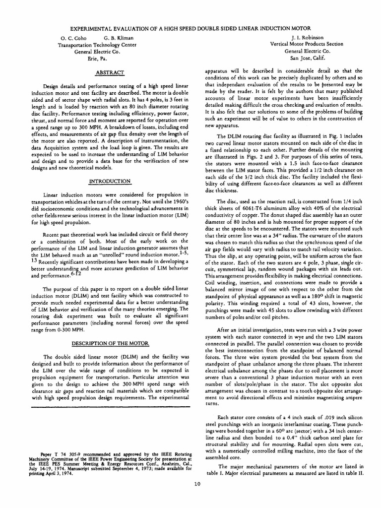 Experimental Evaluation Of A High Speed Double Sided Linear Induction