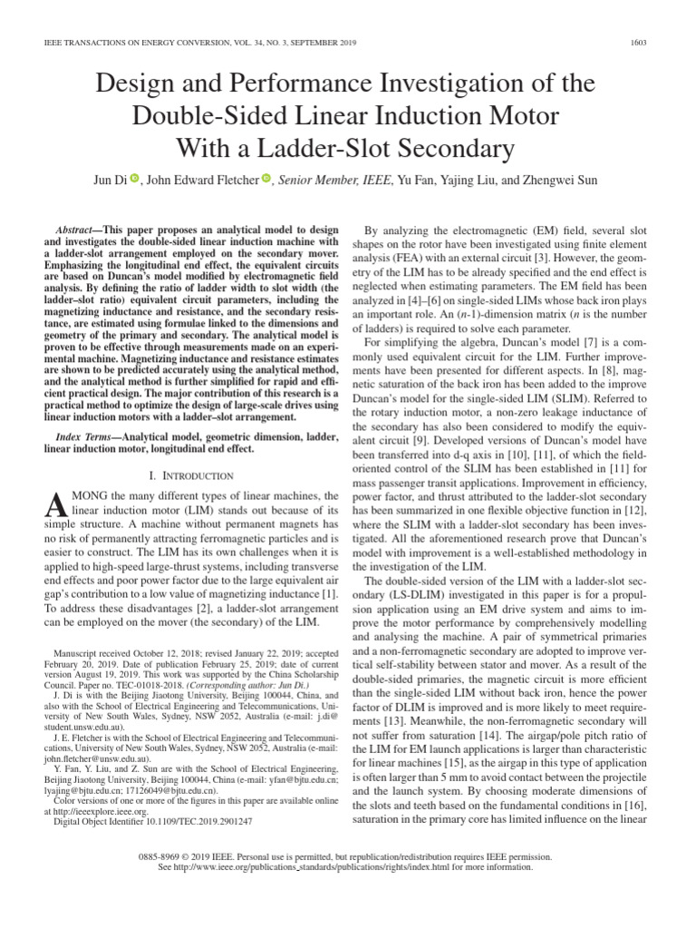 Design And Performance Investigation Of The Double Sided Linear