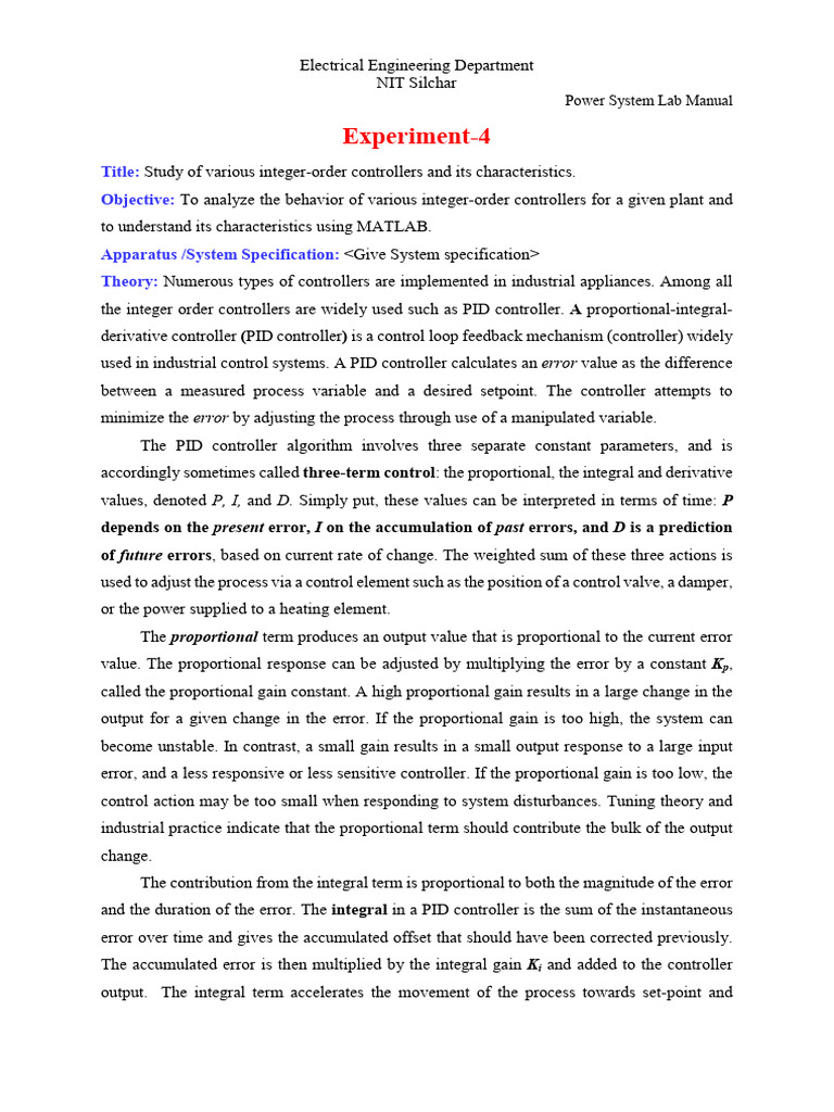 Experiment-4 | PDF | Control Theory | Applied Mathematics