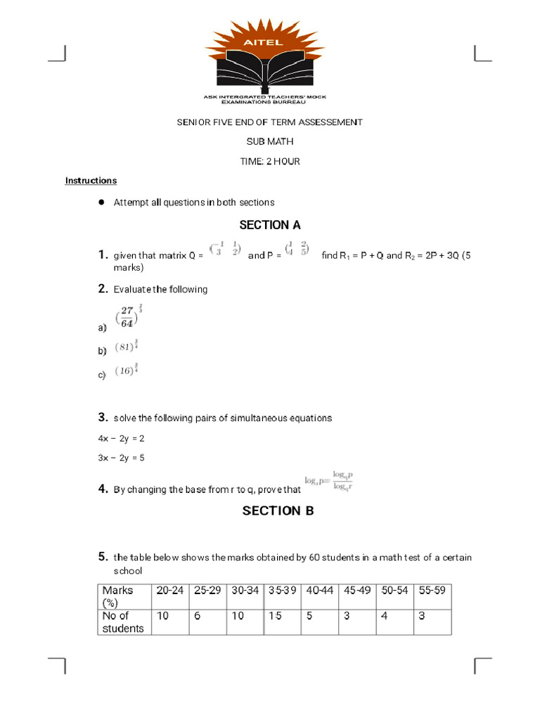 AITEL S5 SUB MATH_Phoenix | PDF