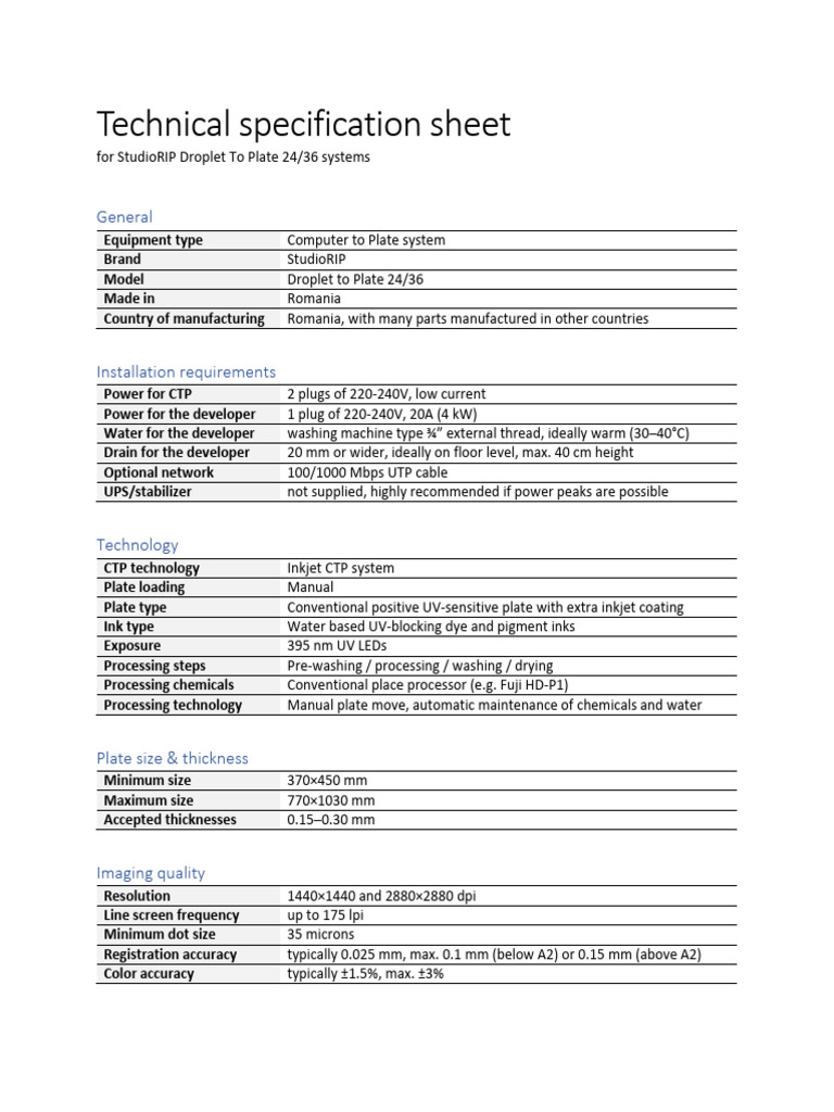 Technical Specification Sheet | PDF | Personal Computers | Computer Hardware