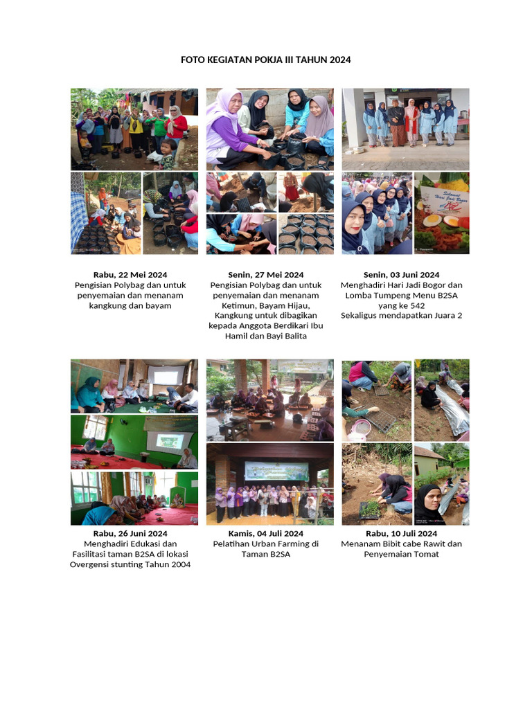 Foto Kegiatan Pokja III Tahun 2024 Ait Nurjanah | PDF