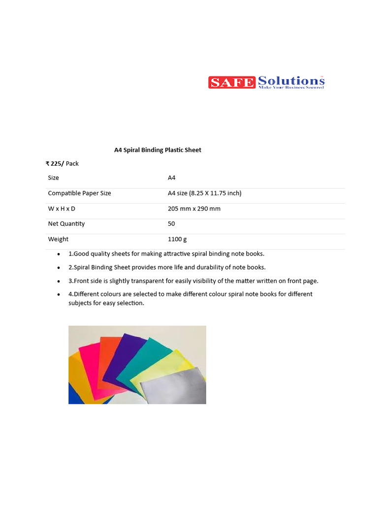 Spiral Binding Plastic Sheet | PDF