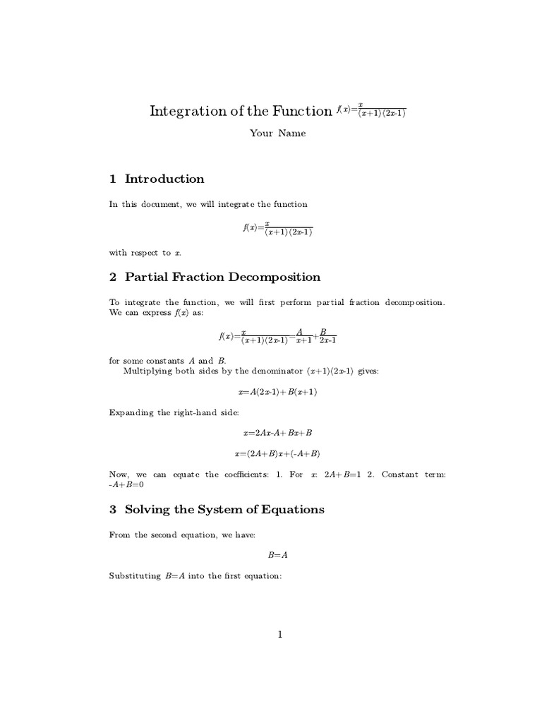 Partial Fraction Integration Guide | PDF | Equations | Mathematical Objects