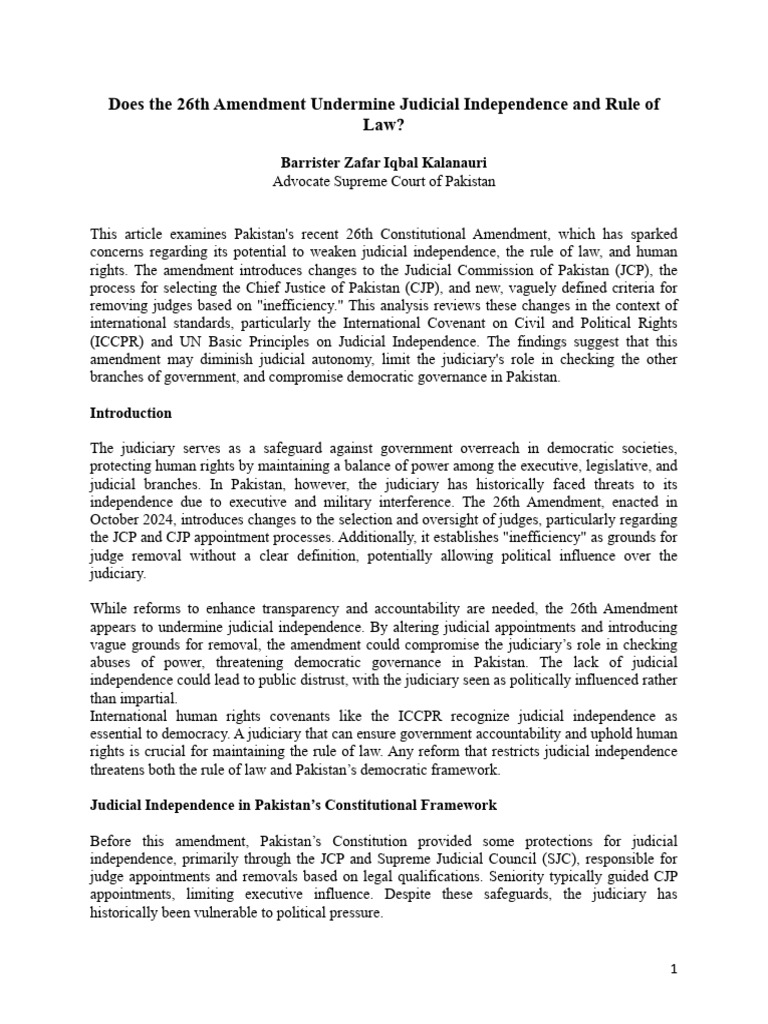 Does The 26th Amendment Undermine Judici | PDF | Separation Of Powers ...