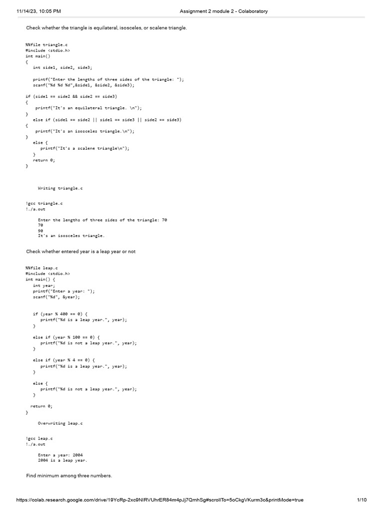 Assignment 2 module 2 - Colaboratory | PDF | Pointer (Computer Programming) | Arithmetic