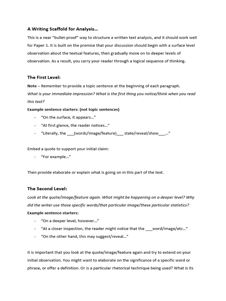 A Writing Scaffold For Analysis | PDF