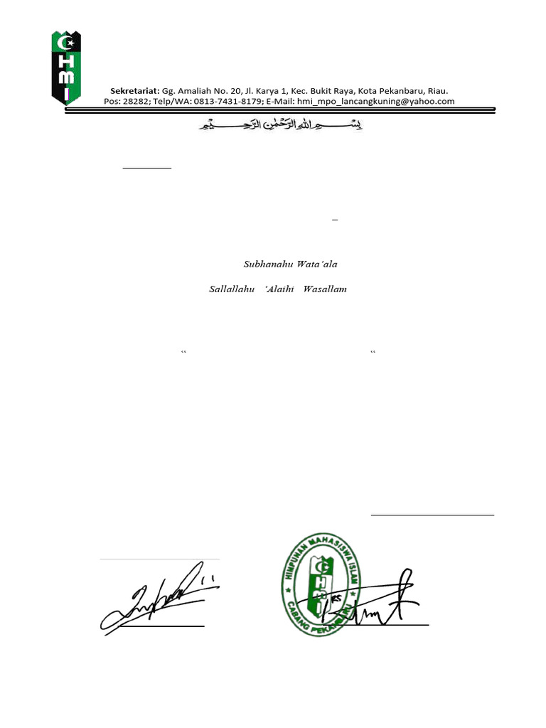 SU_DEMISIONER KETUA UMUM HMI CABANG PEKANBARU | PDF