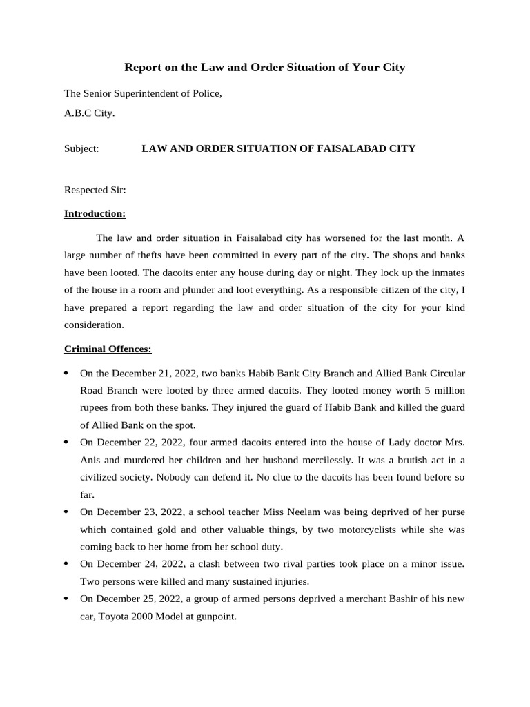 Deteriorating Law and Order in Faisalabad | PDF | Police | Crimes