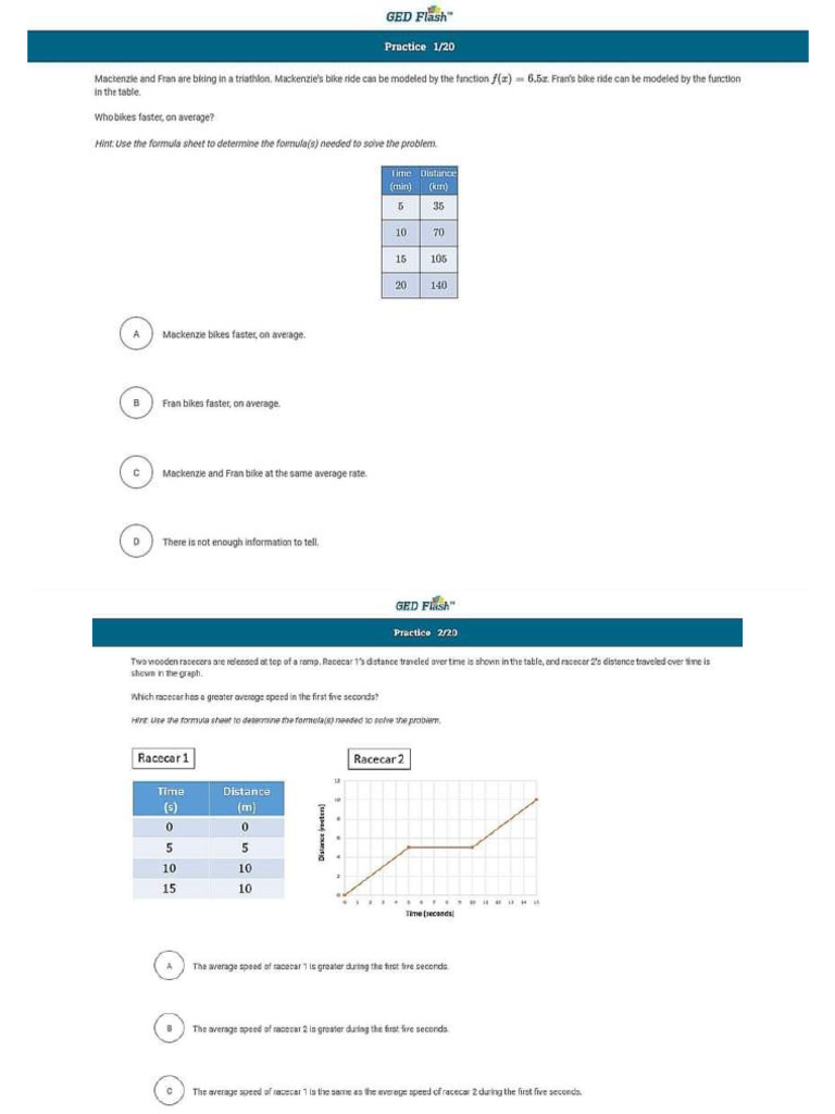 Graph & Function (GED Flash 4) | PDF